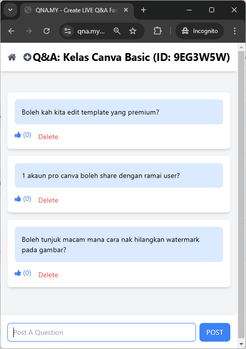 QNA.MY - Create LIVE Q&A Fast, Easy and Free!